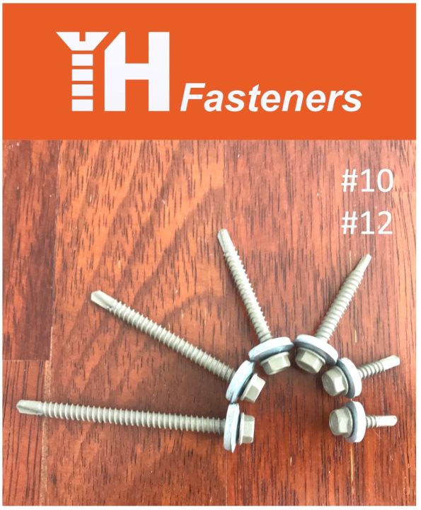 (100 pcs) #10 #12 Self-Drilling ROOFING SCREW with Grey EPDM 2.5 mm ...