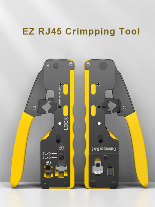 ZoeRax Ethernet RJ45 Pass Through Crimping Tool for Cat7 Cat6A Cat6 ...
