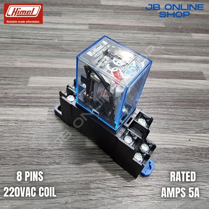 Himel Miniature Relay 8 Pins, 5A, 220VAC Coil with Socket | Lazada PH