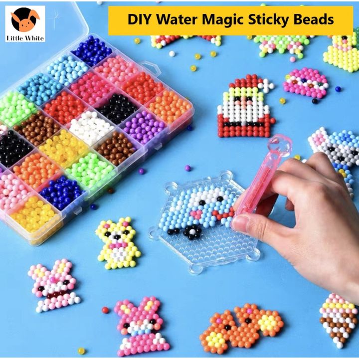 2400pcs (24 Colors) Kids DIY Water Magic Sticky Beads Art Craft ...