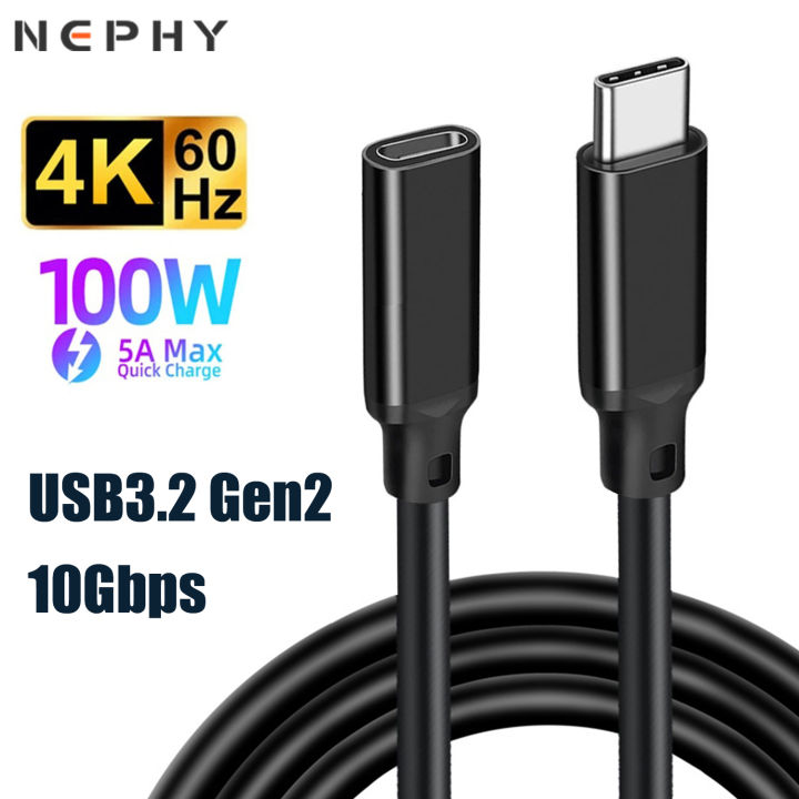 3M 5M USB 3.2 Gen2 Type C Extension Cable PD 100W 10Gbps 4K 60HZ for ...