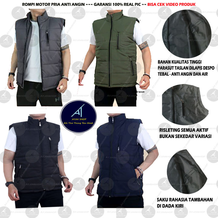 Rompi Anti Angin / Windbreaker Isi Busa Tebal Cocok untuk Touring Motor ...