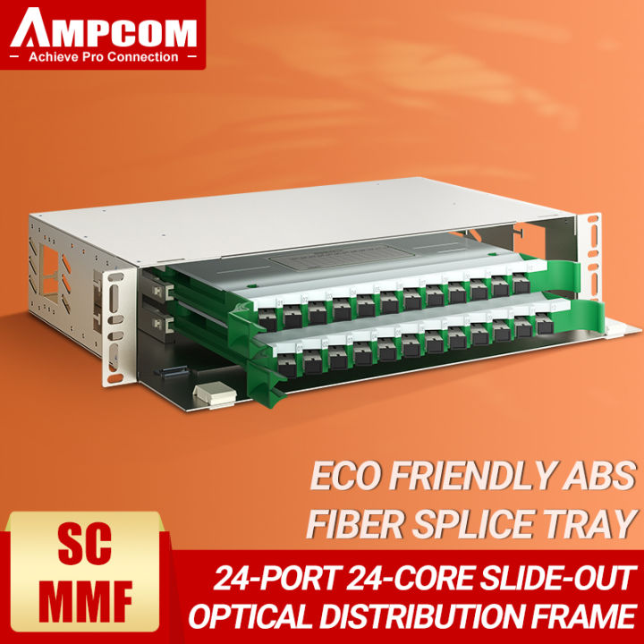 AMPCOM 24-Core ODF Optical Distribution Frame Optic Patch Panel LC SC FC Single Mode Multi Mode ...