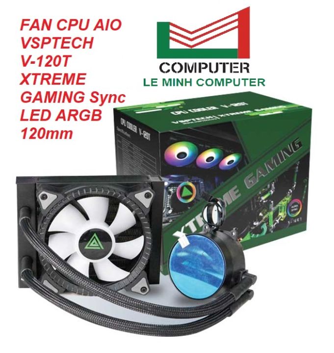 Quạt tản nhiệt CPU Tản nhiệt nước AIO VSPTECH V-120T XTREME GAMING Sync LED ARGB 120mm | Lazada.vn