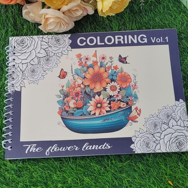 สมุดระบายสี ชุด The Flower lands (Coloring Vol.1 ) ภาพดอกไม้สวยงาม ...