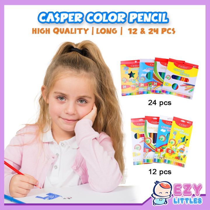 Casper Colour Pencil 12pcs & 24pcs set Long pencil pensel warna | Lazada