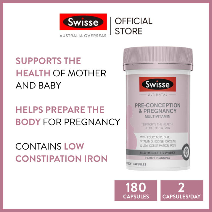 Swisse Ultinatal Pre-Conception & Pregnancy Multivitamin 180 Tablets ...