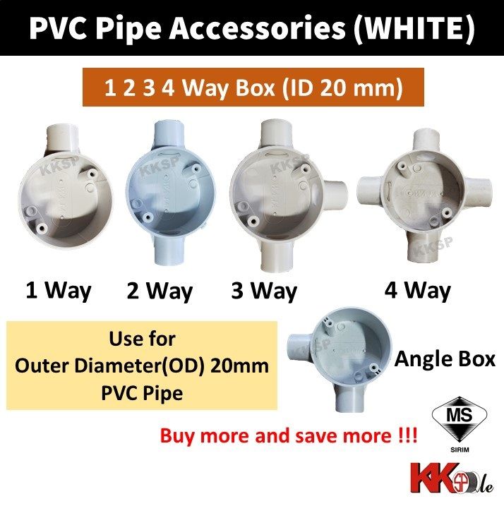 PVC pipe accessories Circular Box 20mm - 1 Way Box, 2 Way Box, 3 Way ...