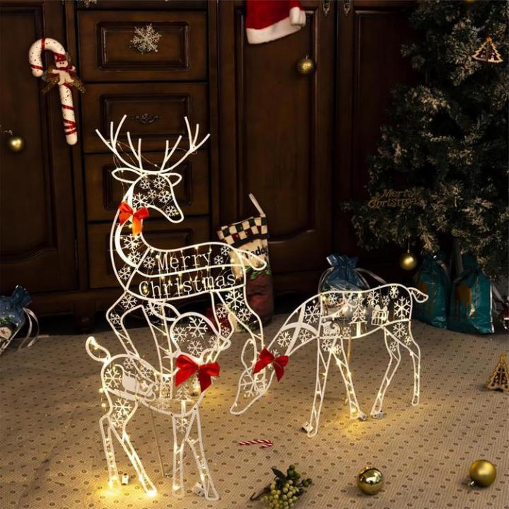 Christmas Wrought Iron Deer Glowing Flashing Elk Statue Christmas Iron ...