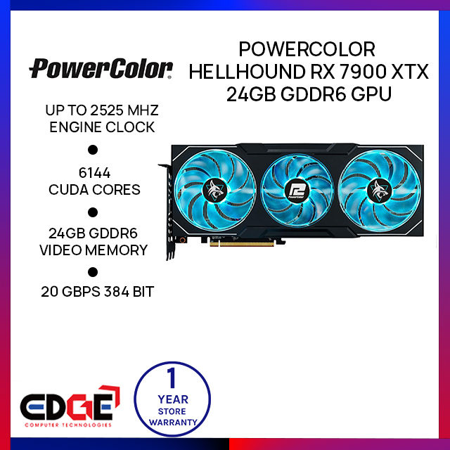 EDGE | POWERCOLOR Hellhound RX 7900XTX 24GB GDDR6 GPU Graphics Card ...