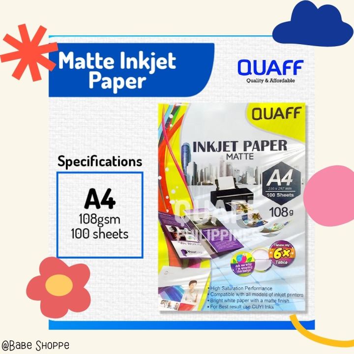 Matte Inkjet Paper a4 size 108GSM | Lazada PH