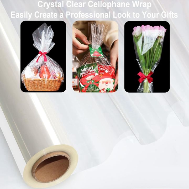 100Ft Clear Cellophane Wrap Roll 34In X 100Ft Extra Wide Clear Wrapping ...