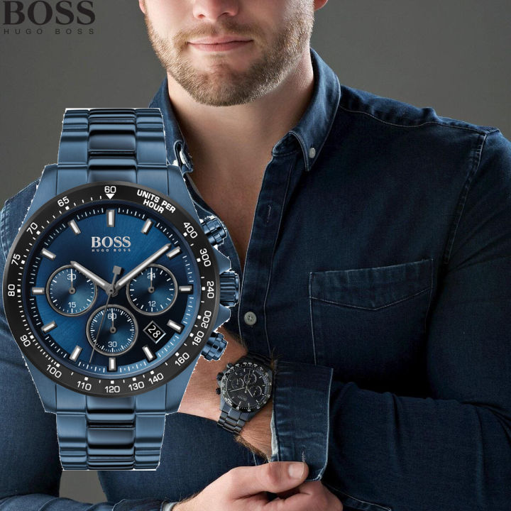 (Real Photo)Original Hugo Boss Men's Hero Blue Dial Stainless Steel ...