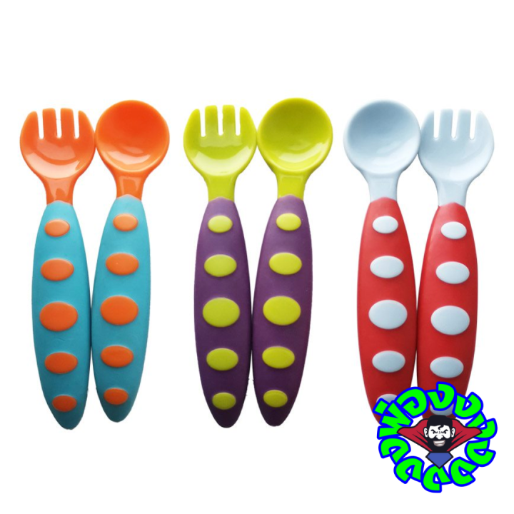 ช้อนและส้อมเด็ก Spoon and Fork for children ช้อนส้อมฝึกทานอาหารสำหรับ ...