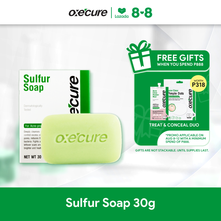 OXECURE SULFUR SOAP 30g [Face and body cleanser to fight and clear skin ...