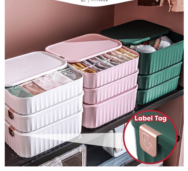 15 Grids Storage Box With Cover Stackable Compartment Storage Box Bra ...
