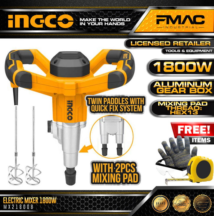 INGCO Industrial Mixer Twin paddles with quick fix system 1800W ...