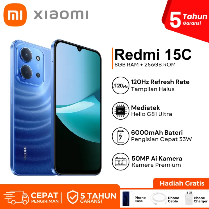 Xiaomi Redmi 15C (8GB+256GB) – Smartphone Original, Layar 6.71” HD+ ...