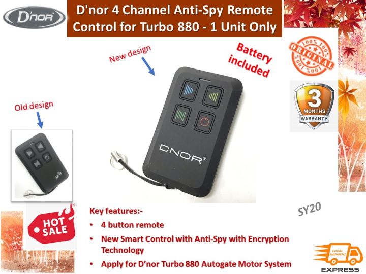 Dnor Turbo 880 4CH Remote Control (Anti-Spy) for D'nor 4 Channel ...
