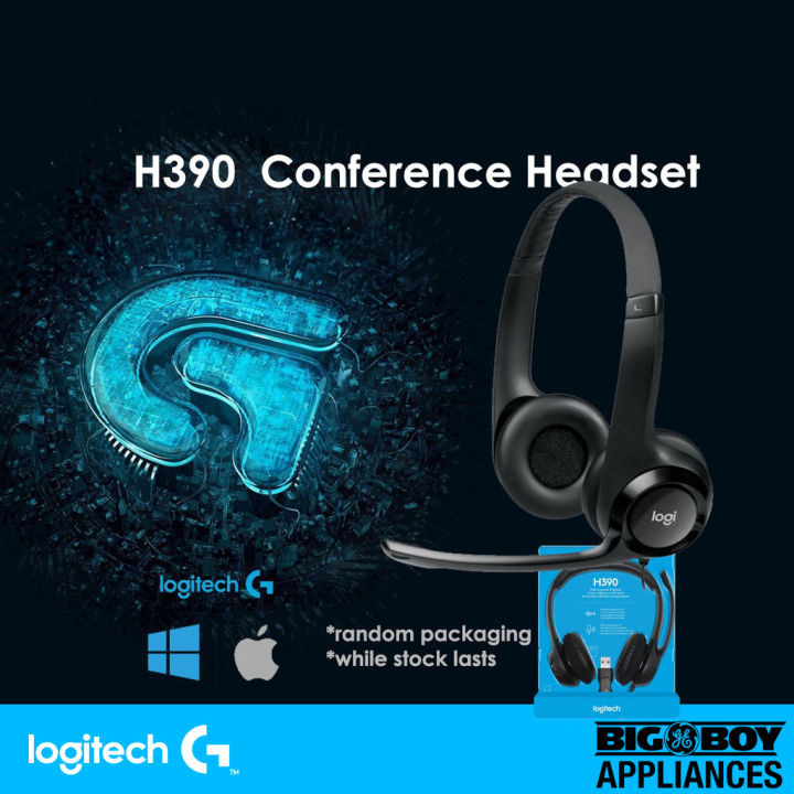 Original Logitech H390 USB Computer Headset Noise-cancelling mic USB‑A 1.9m Cable Length Black ...