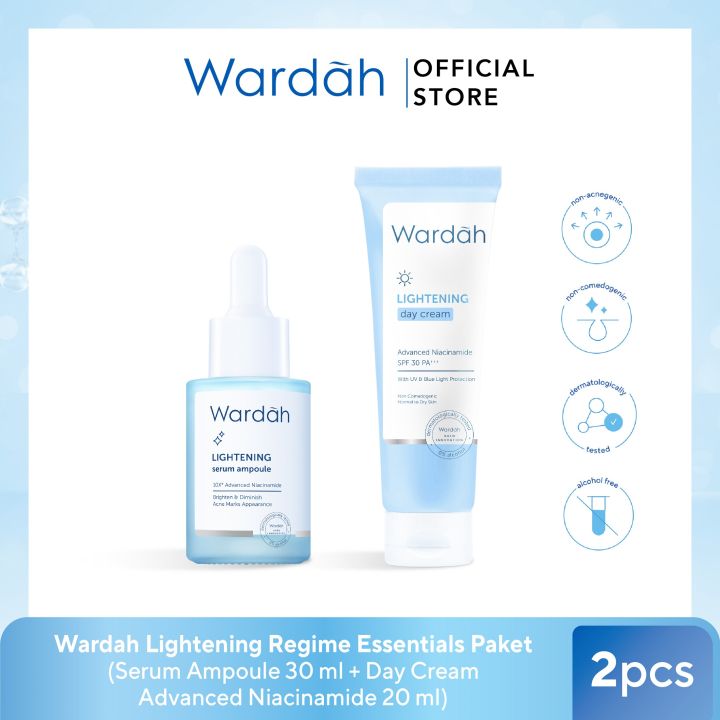 WARDAH Lightening Regime Essentials Paket (Serum Ampoule 30 ml + Day Cream Advanced Niacinamide ...