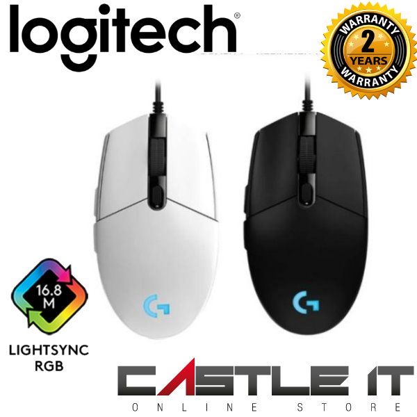 Logitech G102 LIGHTSYNC RGB 6 Button 8000DPI Gaming Mouse BLACK WHITE (910-005802/910-005803 ...