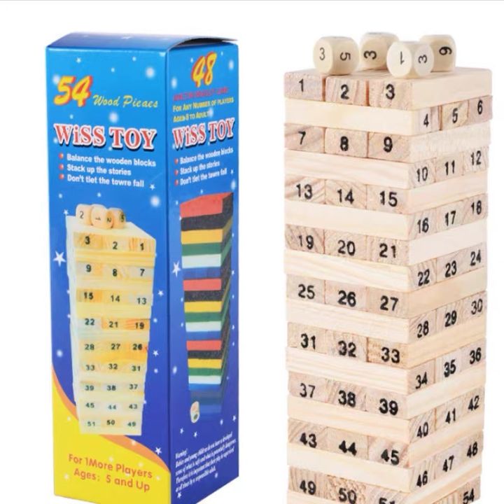 54pcs blocks wood toys blocks number stack height | Lazada PH