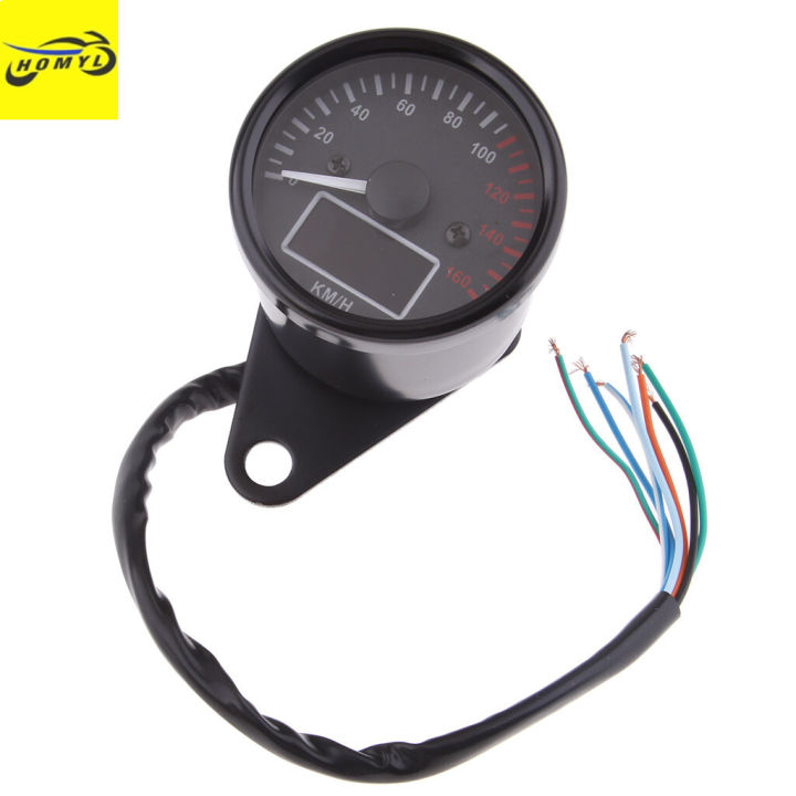 Homyl 12V Motorcycle White Pointer 0-160Km/H Speedometer Odometer E-F ...