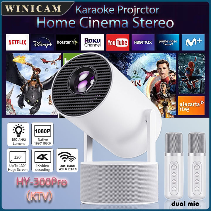 HY300 Pro KTV cinema type stereo K song projector Android ultra HD home ...