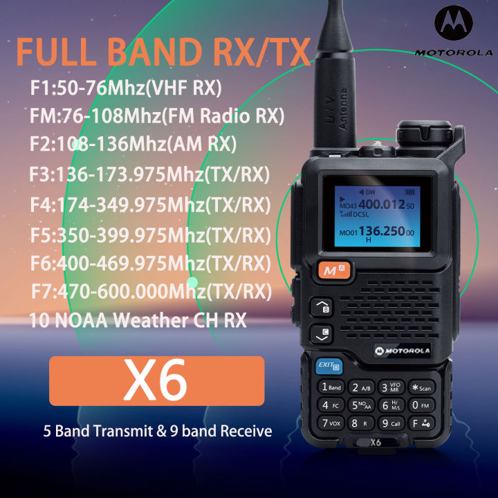 MOTOROLA X6 Walkie talkie FM radio AM Aviation frequency 10W high power ...