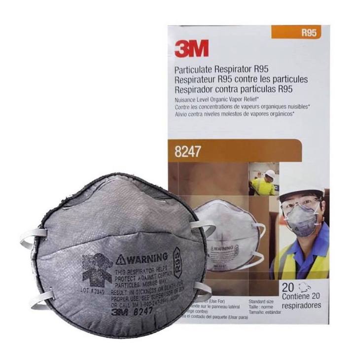 3m 8247-R95 x20ชิ้น หน้ากากป้องกันฝุ่นละอองและสารเคมี Mask R95 | Lazada ...