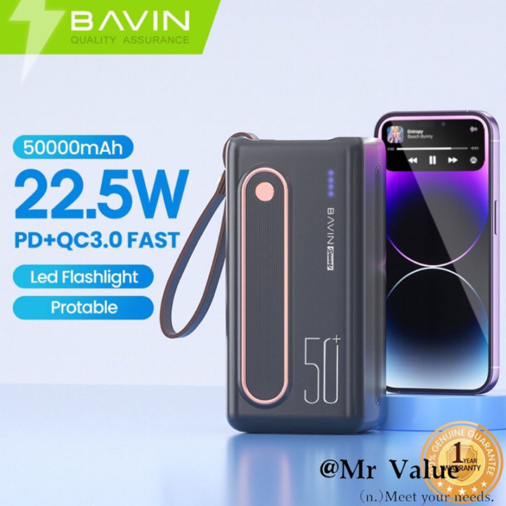 Original BAVIN 50000MAH PowerBanks with LED Lighting 3USB Ports Support ...