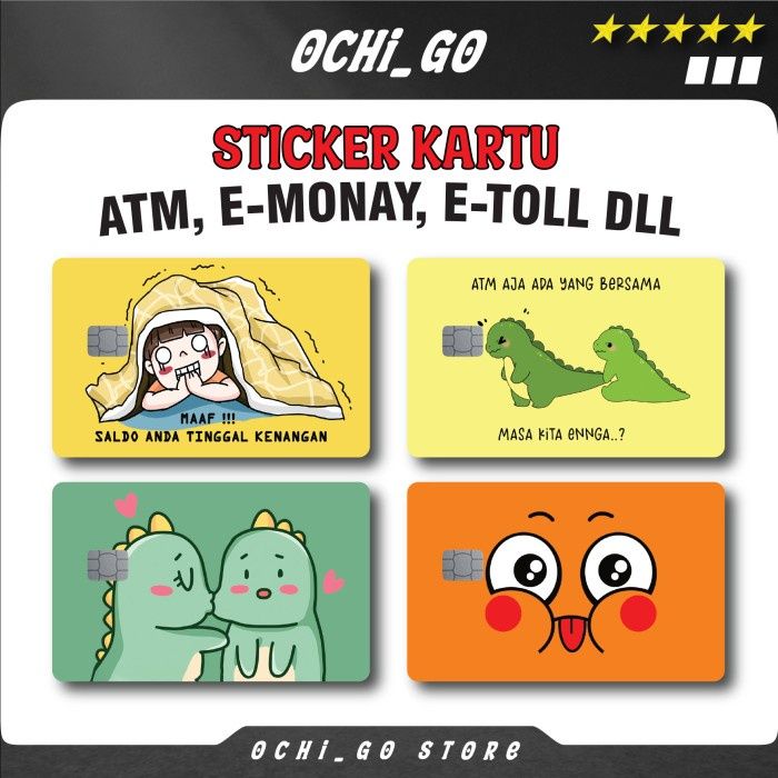 Stiker Sticker Kartu Atm Garskin Skin Card Lucu Meme Dinosaurus Stiker ...