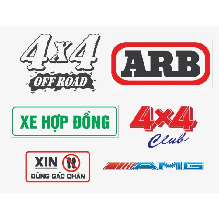 7.Sticker dán xe ô tô 5 chỗ, 7 chỗ, xe bán tải mẫu 4x4 club, ARB, AMG ...