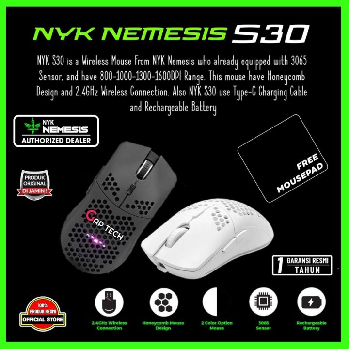 NYK Nemesis S30 / S 30 Wireless Gaming Mouse with Honeycomb Design ...