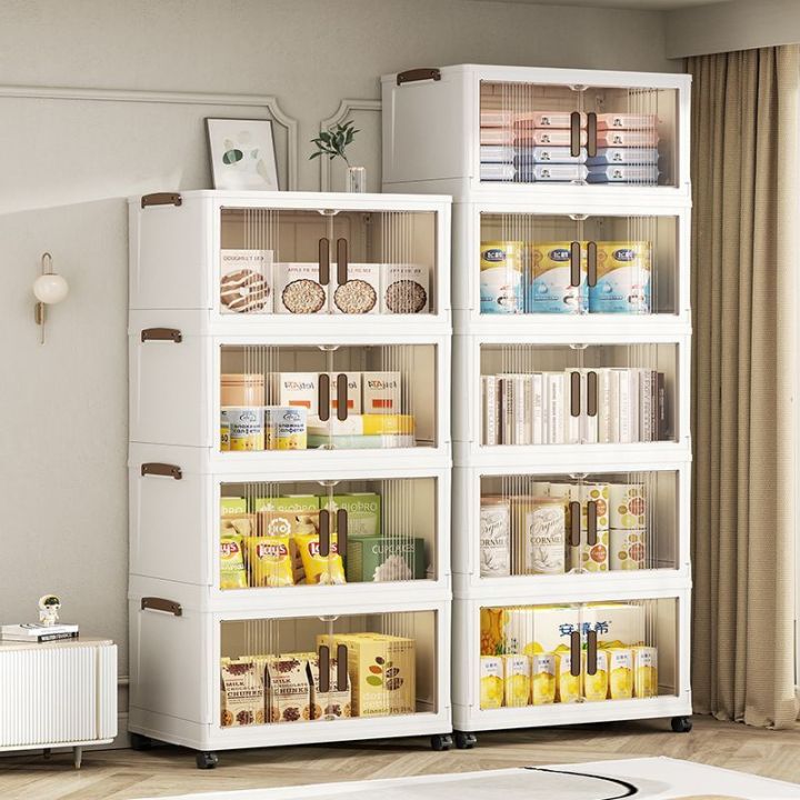 2/3/4/5 Layers Foldable Storage Cabinet 2 Door Multipurpose Storage ...