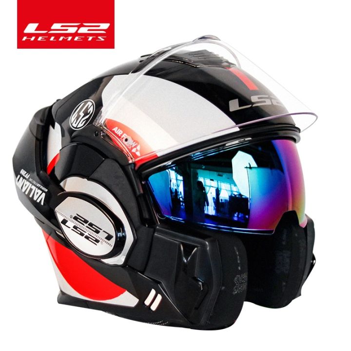 LS2 FF399 Flip up helmet double lens motorcycle helmets ls2 back ...