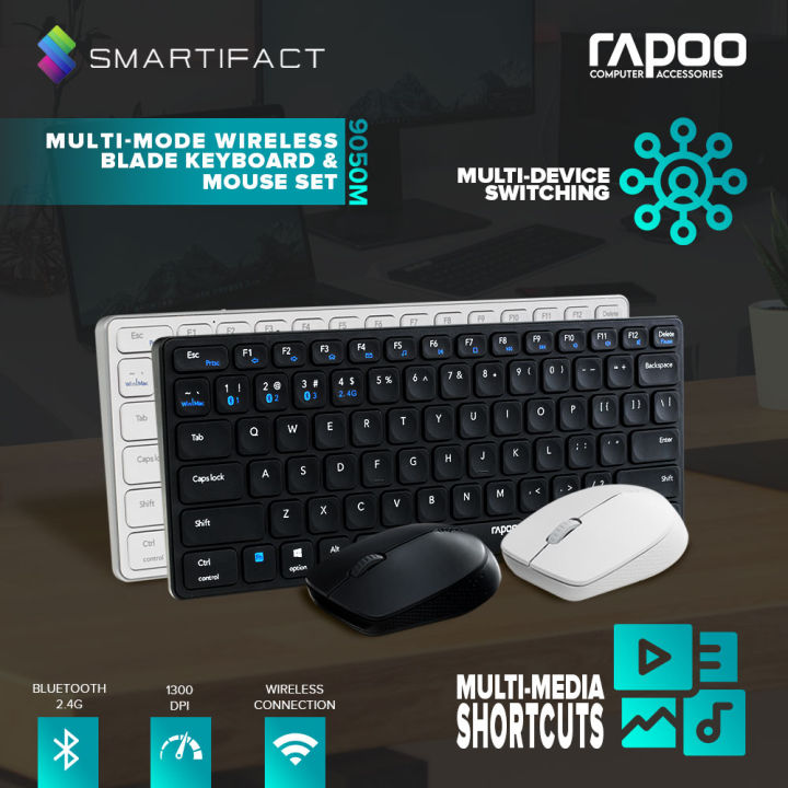 RAPOO 9050M / 9550M Multi-Devices Wireless Keyboard and Mouse Set ...