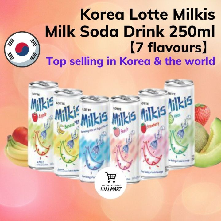 Korea Lotte Milkis Soda Drink 250ml [7 flavours] Carbonated Milk Drink ...