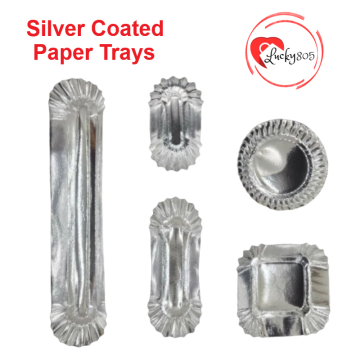 Silver Coated Paper Trays, Square Plate for Kikiam/ Hotdog/ Footlong ...