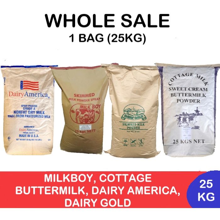 Milkboy, Dairy America, Cottage Buttermilk, Dairy Gold Skimmed Milk Powder WHOLESALE 25kg (1 Bag ...