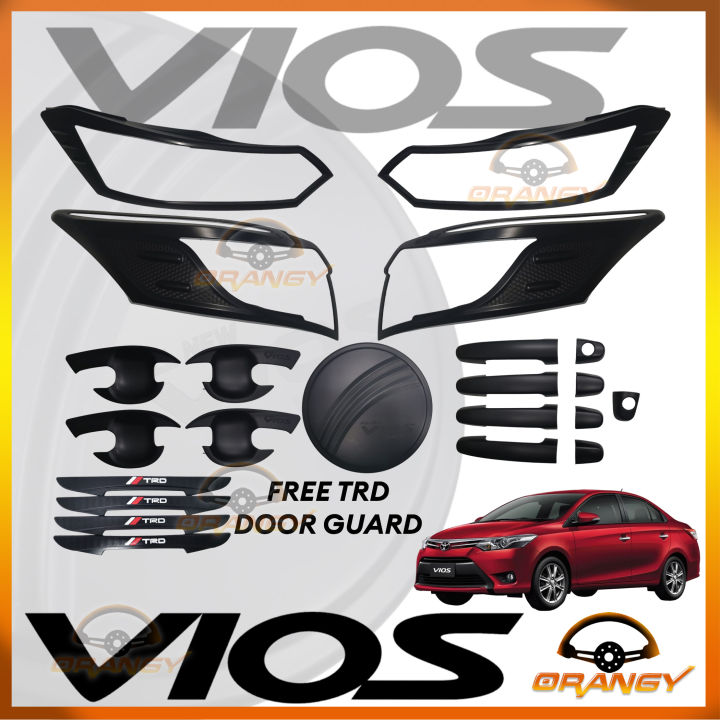 Toyota Vios 2014 to 2018 Garnish Combo set cover MATTE BLACK / CHROME 4 ...