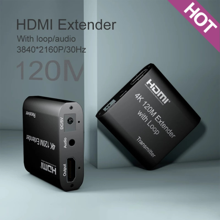 120M HDMI Extender over Single Cat5e6 Cable 4K HDMI to Rj45 Extender Video Audio Sync ...