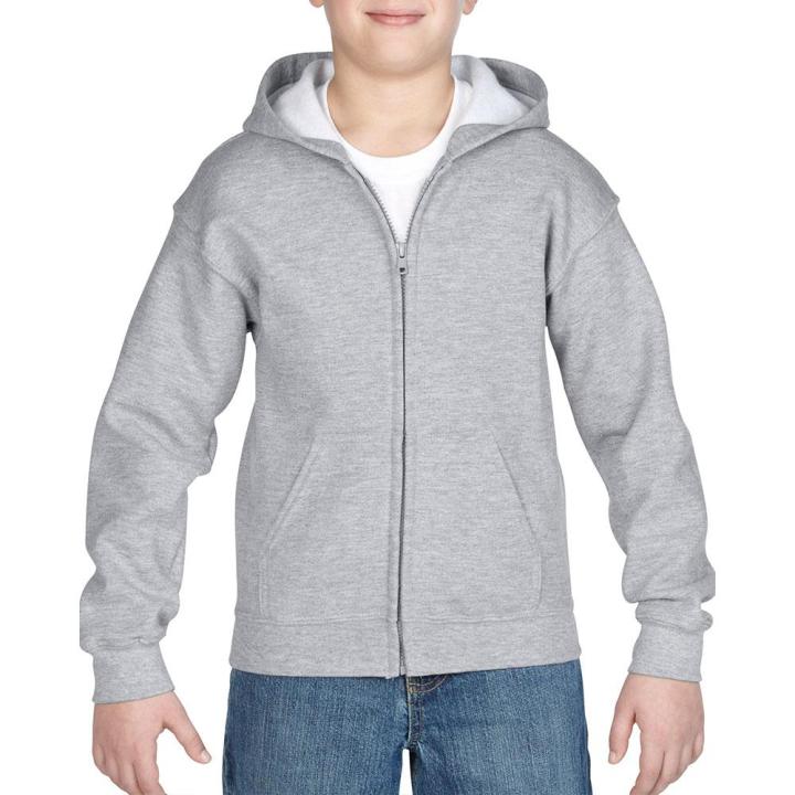 Gildan 18600B Heavy Blend Youth Full Zip Hooded Sweatshirt (Sport Grey ...