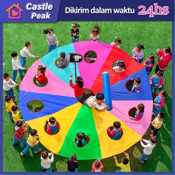 montessori games rainbow parachute parasut pelangi sensory motoric ...