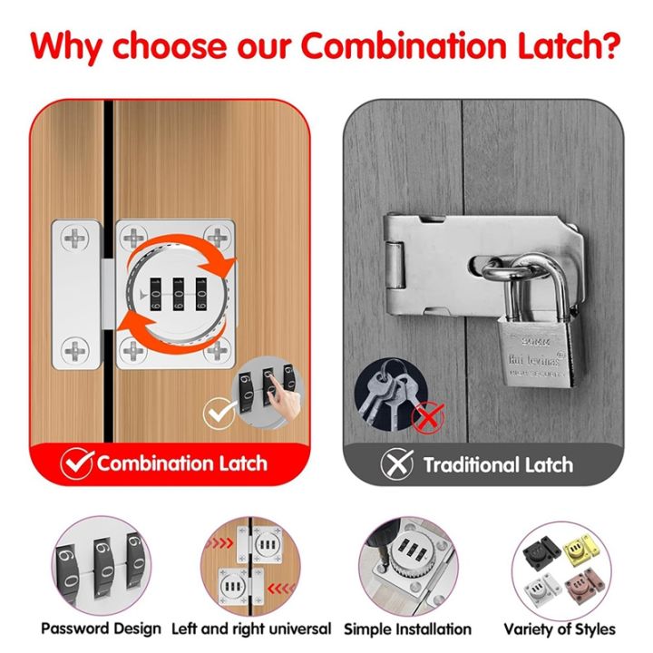 Cabinet Door Latch Keyless Combination Lock Cabinet Mechanical 3-Digit ...
