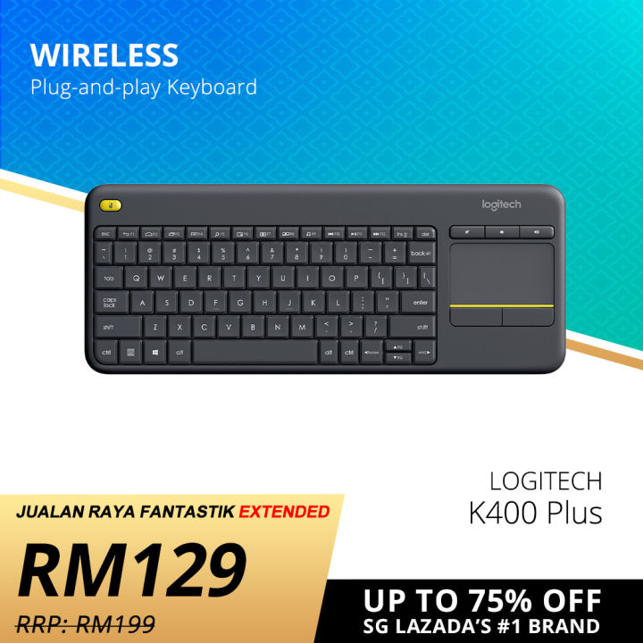 Logitech K400 Plus Wireless Integrated Touch Keyboard For PC & Smart TVs - EBL (logitech ...