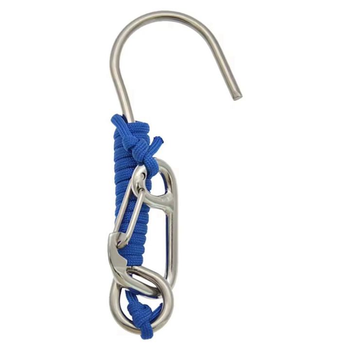 Scuba Diving Reef Hook 120cm Spiral Coil Lanyard Diving Stainless Steel ...