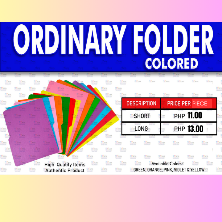 ORDINARY FOLDER COLORED LONG & SHORT PER PC | Lazada PH