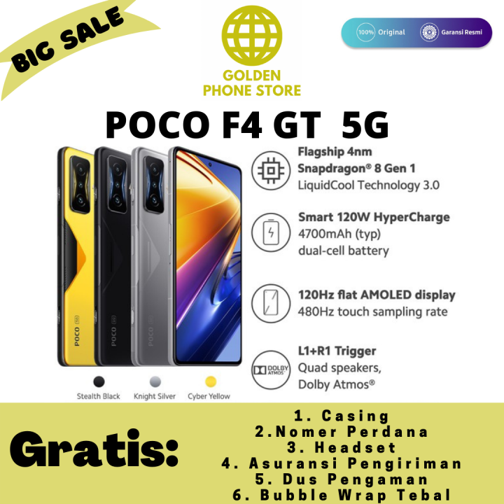 POCO F4 GT (12GB+256GB) Snapdragon® 8 Gen 1 64MP Triple Kamera Layar Flat AMOLED 6,67" 120Hz ...